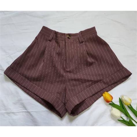 กางเกงขาสั้นทรงบาร์บี้กระดุมหน้าเอวสม็อคหลังกางเกงใส่เที่ยว Shopee Thailand