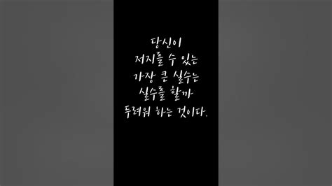 힘나는 인생 명언 당신이 저지를 수 있는 가장 큰 실수는 실수를 할까 두려워하는 것이다 Youtube