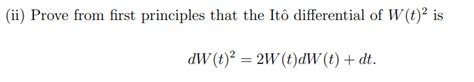 Solved ii Prove from first principles that the Itô Chegg com