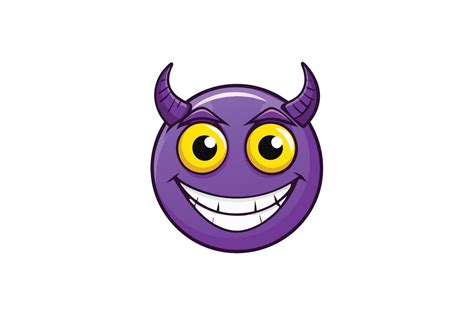 Playful Purple Devil Emoji With Horns And A Mischievous Grin Representing A Fun And Cheeky