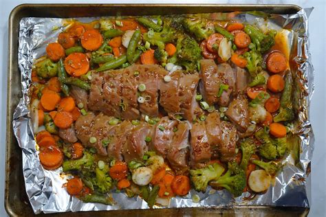 Sheet Pan Teriyaki Pork Tenderloin And Vegetables One Dish Recipes Lgcm