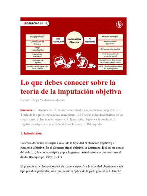 Lo Que Debes Conocer Sobre La Teoría De La Imputación Objetiva Ok Pdf
