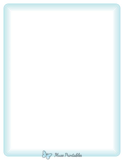 Printable Light Blue Rounded Concentric Line Page Border