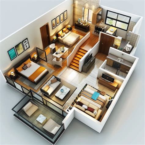 Home Plan Design 1000 Sq Ft 3d