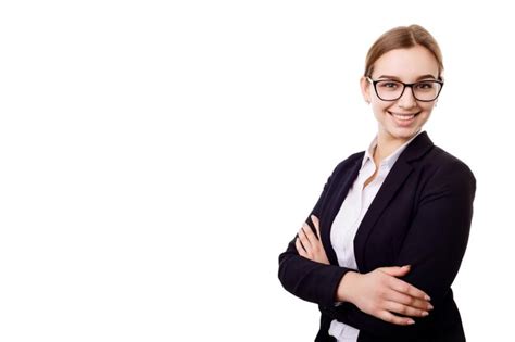 Premium Photo Young Pretty Businesswoman In Glasses And Jacket