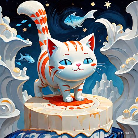 Иллюстрация Котик в стиле 2d