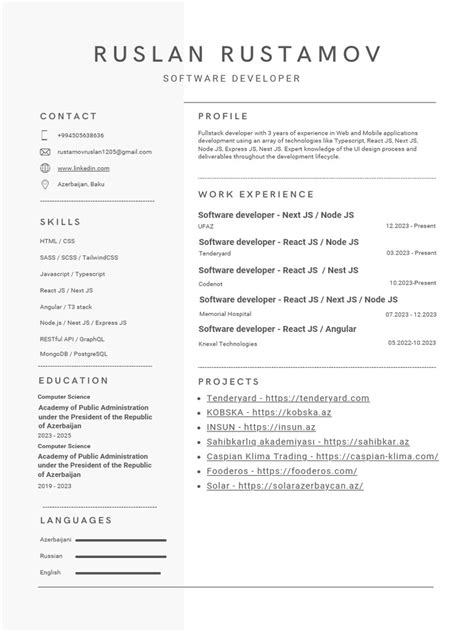 Ruslan Rustamov Cv Download Free Pdf Software Web Development