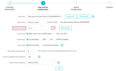 using the table wizard feature of data lake analytics alibaba cloud