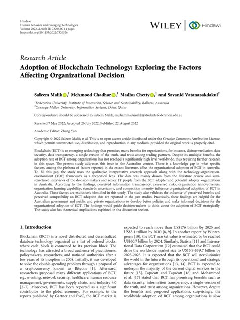 Pdf Adoption Of Blockchain Technology Exploring The Factors Affecting Organizational Decision