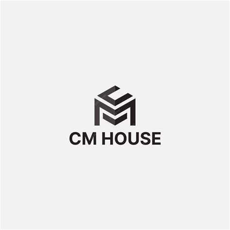 Cm 또는 Mc 레터 플러스 하우스 모노그램 로고 프리미엄 벡터