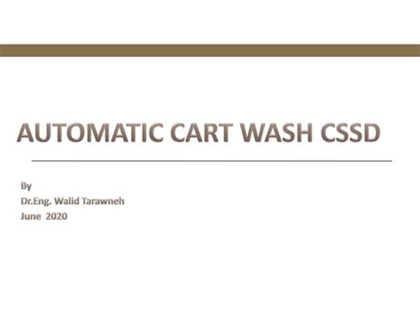 Automatic Cart Washers At Cssd Ppt