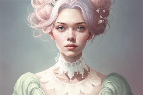 Premium Photo Whimsical Portrait Of A Woman With Pastel Pink Hair And
