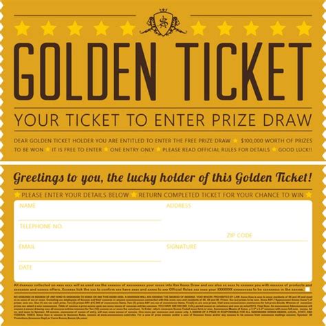 Create A Golden Ticket Entry Form For A Prize Giveaway To Be Used In