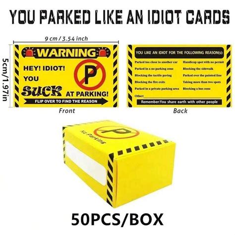 50pcs Pack Funny Parking Cards Parking Warning Bad Parking Warning