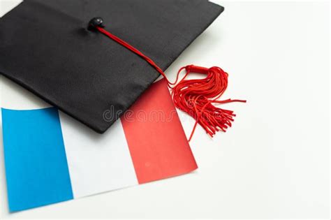 Graduation Cap With Red Tassel Isolated On White Background Stock Image