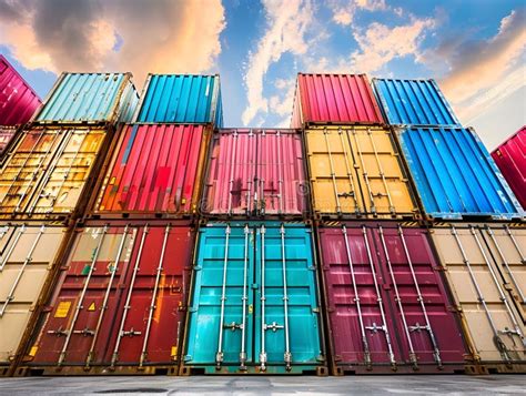 Multi Coloured Shipping Crates Rows Of Shipping Containers In