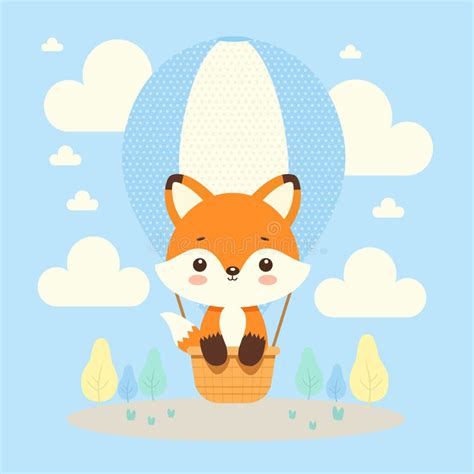 Illustration Character Fox Balloon For Birthday Decoration Greeting