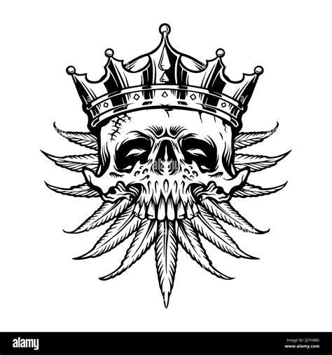Dead King Weed Leaf Skull Silhouette Vector Illustrations For Your Work