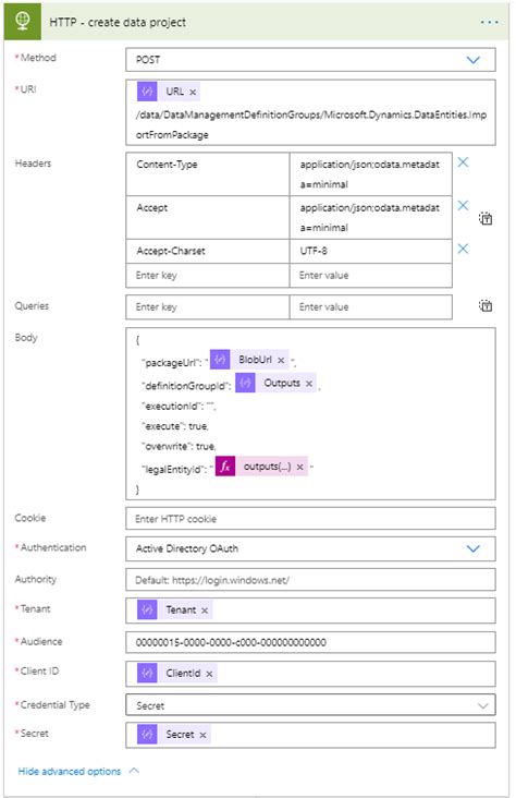 create dynamics 365 finance and operations data projects using power