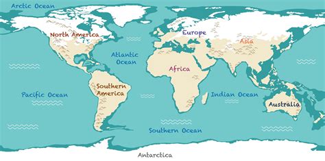 How To Draw World Map With Continents And Oceans