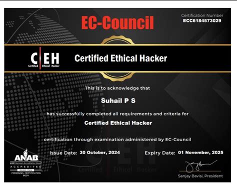 suhail ps on linkedin ceh ethicalhacking cybersecurity