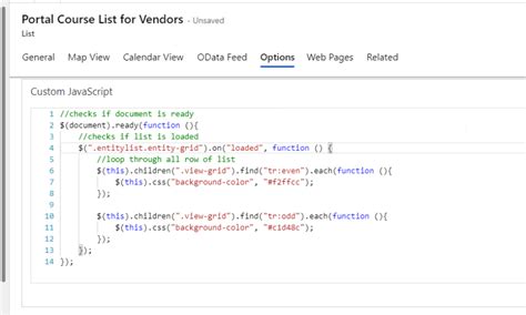 Add Javascriptjquery To Power Portal Entity List Softchief Learn