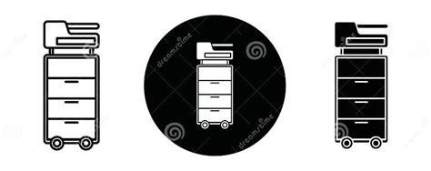 Office Printer Outline Icon Collection Or Set Office Printer Thin Vector Line Art Stock Vector