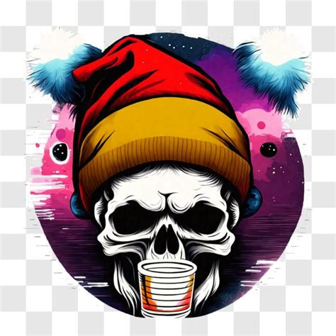 Download Colorful Skull Artwork With Adornments Png Online Creative