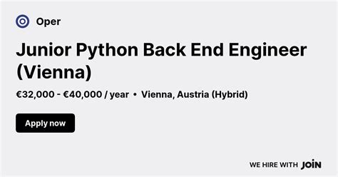 Oper Vienna Junior Python Back End Engineer Vienna