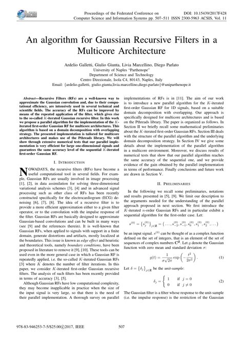 pdf an algorithm for gaussian recursive filters in a multicore