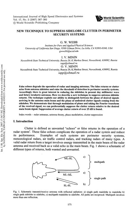 Pdf New Technique To Suppress Sidelobe Clutter In Perimeter Security