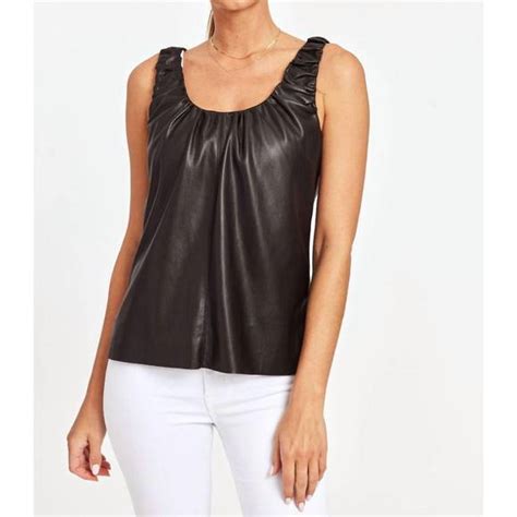 Dolce Cabo Tops New Dolce Cabo Living In Leather Tank Top In Black