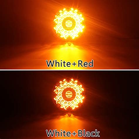 Partsam Lot de feux arrière ronds de cm avec LED ambrées de cm clignotants et