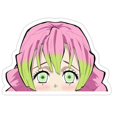 Mitsuri Kanroji Peeker The Love PIllar Demon Slayer Sticker By Raven Cw In Kawaii