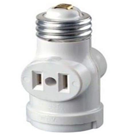 Private Brand Unbranded White Light Socket With 2 Plug Outlets Dt 2 The Home Depot
