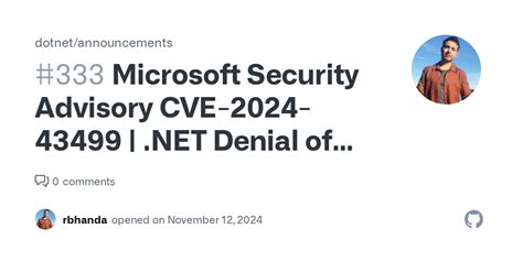Microsoft Security Advisory Cve 2024 43499 Net Denial Of Service Vulnerability · Issue 333