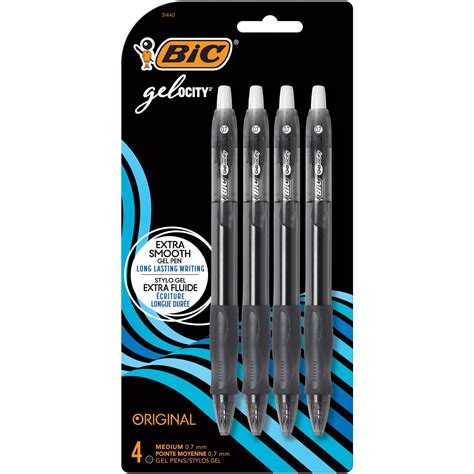Bic Gelocity Gel Pens Medium Black 4 Count Pack
