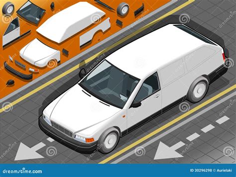 De Isometrische Witte Auto Van De Stationcar Vector Illustratie