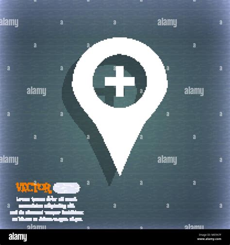 Plus Map Pointer GPS Location Icon Symbol On The Blue Green Abstract Background With Shadow And