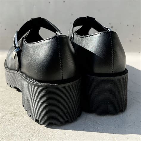 Qupid Shoes New Mary Jane Platform Tstrap Chunky Lug Sole Goth Altercore Loafer Shoes Black