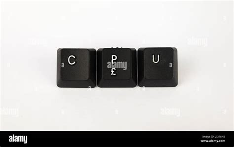 CPU Text Created With Keyboard Keys Isolated On White Background White CPU On Black Keyboard