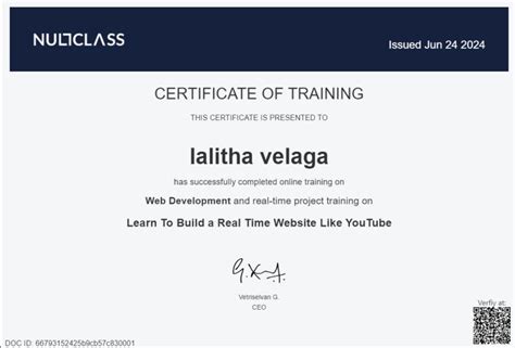 Lalitha Velaga On Linkedin Webdevelopment Nullclass Certificate