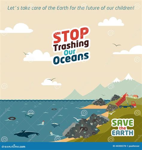 Stop trashing our oceans stock vector. Illustration of production ...