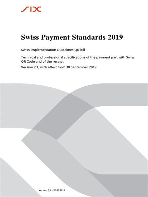 Swiss Implementation Guidelines Qr Bill Pdf Qr Code Invoice