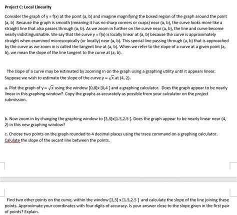 Solved Project C Local Linearity Consider The Graph Of Chegg