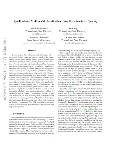 Pdf Quality Based Multimodal Classification Using Tree Structured