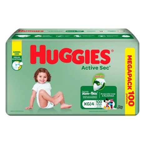 PaÑales Huggies Active Sec Etapa 4x100 El Bebe