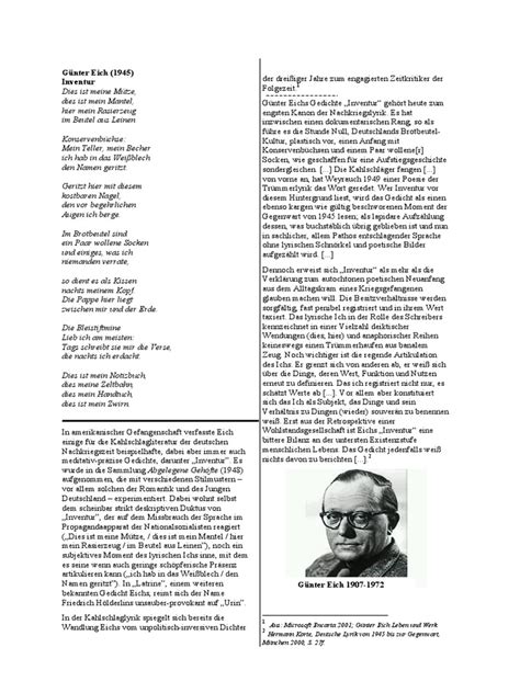 Günter Eich Inventur Pdf