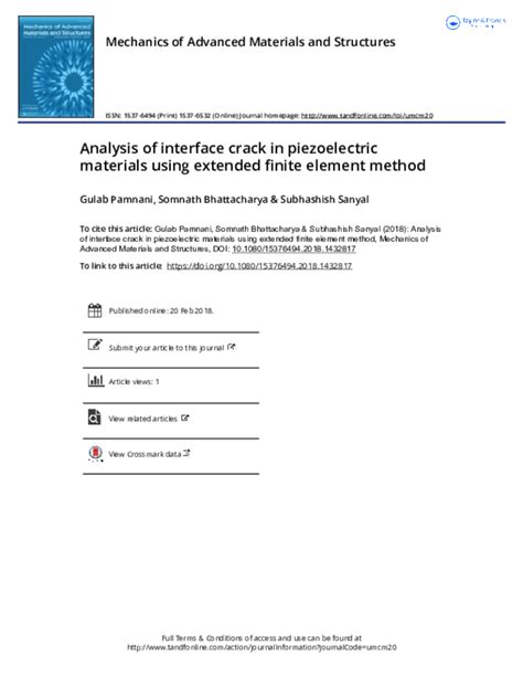 Pdf Analysis Of Interface Crack In Piezoelectric Materials Using
