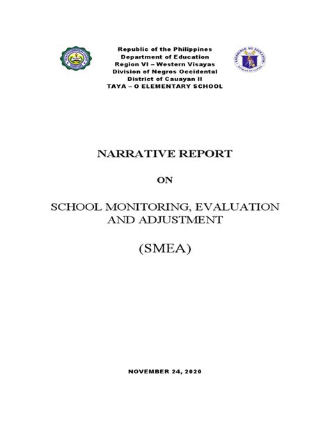 Taya O Es Smea Narrative Report Pdf